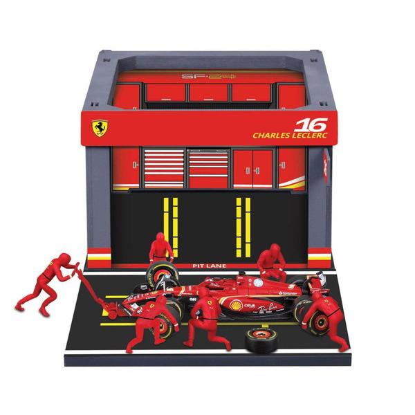 Bburago 1/43 PIT PASS セット フェラーリ SF-24 No.16 C.ルクレール ダイキャストモデル&amp;ジオラマセット 18-36862L■メーカー：ブラーゴ(Bburago)