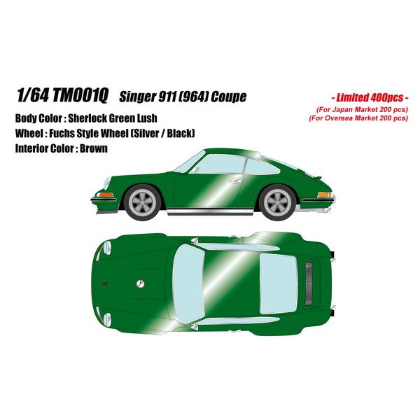 【発売日：2026年04月30日】Titan64 1/64 シンガー 911(964) クーペ シャーロックグリーンラッシュ 完成品ミニカー TM001Q■メーカー：メイクアップ(Make up)