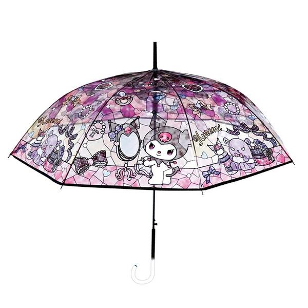 クロミ キャラクター傘 60cm ステンドグラス傘 透明 サンリオ 長傘 ワンタッチ おしゃれ 雨傘 32489■メーカー：ジェイズプランニング(J's Planning)