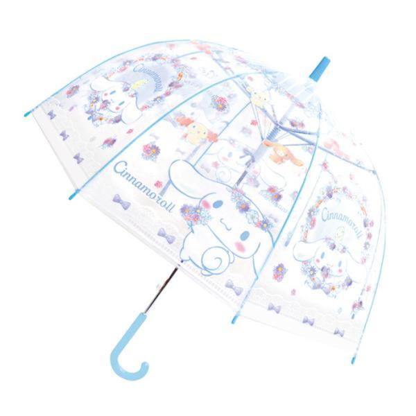 シナモロール フラワーリボン 親骨55cm  ワンタッチ ジャンプ式 子供ビニール傘■メーカー：ジェイズプランニング(J's Planning)