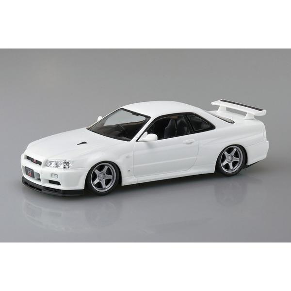 アオシマ 1/32 楽プラ スナップキット No.12CU-WP ニッサン R34スカイラインGT-R カスタムホイール(ホワイトパール) プラモデル■メーカー：青島文化教材社(AOSHIMA)