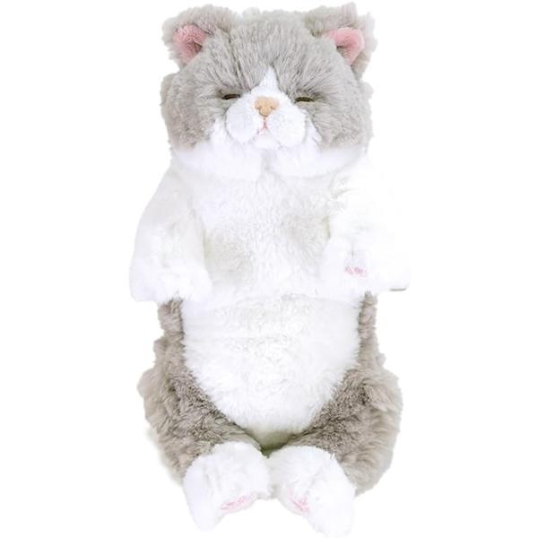ひざねこ すやすや S ぬいぐるみ　グレー　全高約34cm　P-1373■メーカー：サンレモン(Sun Lemon)