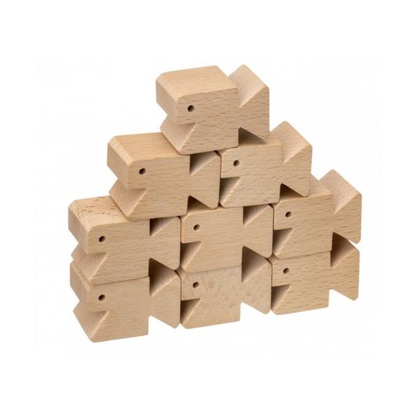 さかなの形をしたブロックを積み上げます！口と尾びれの部分を利用して、様々なカタチをつくりましょう！ カタチは無限大！創造力をフル活用！ヒバの木を使用し、無塗装・無着色で仕上げています。■セット内容：さかなブロック9個4.5×3×3cm■材質...