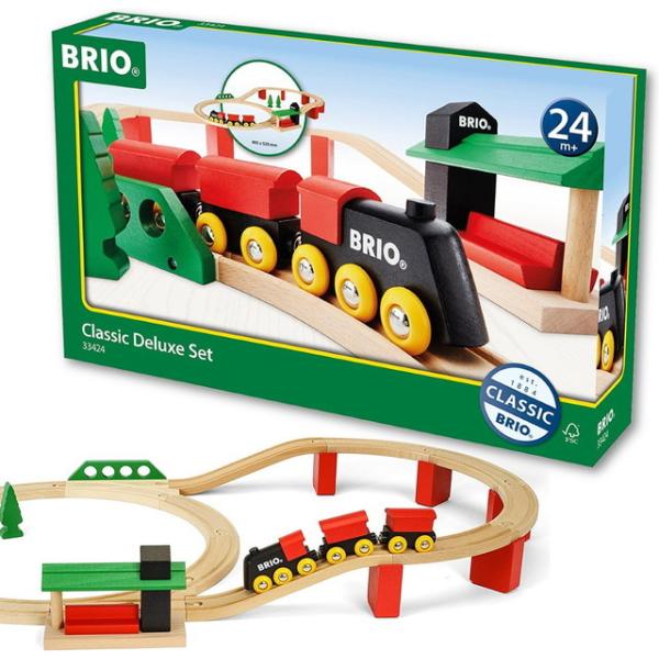 車輪と連結用マグネット以外はすべて木製のクラシックなレールセット。起伏あるレイアウトに駅舎がついたセットです。まるで木造駅舎のような懐かしさを感じる駅に停車します。別のブリオセットと一緒に組み合わせて遊ぶこともできます。かわいらしい色使いの...