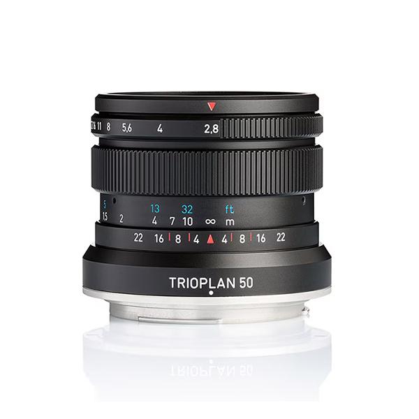 ドイツ製高級単焦点MFレンズ、Meyer Trioplan 50mm F2.8 II CANON EFマウント。仕様焦点距離：50mm / F2.8-F22画角：46°レンズ構成：3 群3 枚絞り羽根：12 枚フィルター径：52mm最短撮影...