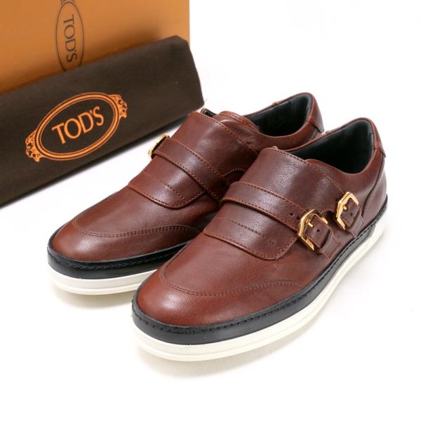 ■未使用品■TOD'S トッズ CASSETTA UVPANTOFOLA FIBBIE ZIK MARRONE SC スリッポン サイズ35 レザー スニーカー 靴 モンクストラップ ブラウン イタリア製 20241221/RA2586〜商...