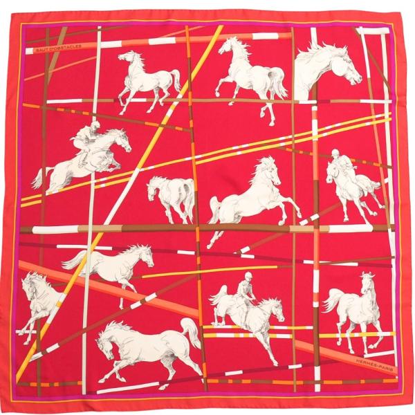 ■美品■HERMES エルメス SAUT D’OBSTACLES CARRE 90 カレ90 スカーフ 乗馬 ホース 総柄 総シルク バンダナ ブランド古着【中古】20250827/RA5875〜商品情報〜【ブランド】HERMES / エル...