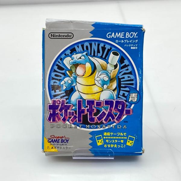 型番：DMG-APEJ-JPNゲーム機種：ゲームボーイ作品名：”ポケットモンスター　青”＊起動のみ確認しました。＊外箱にイタミがあります。＊ブリスターに割れがあります。＊ソフト裏面が汚れています。
