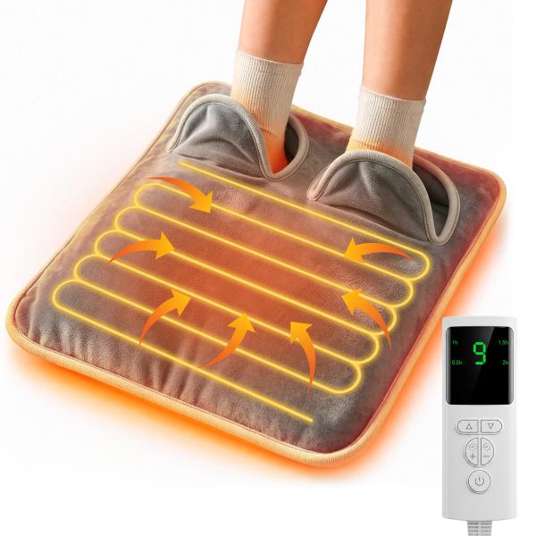 ◆製品詳細◆製品名：電気足温器型番：D4040カラー：グレー寸法：40×40cmセット内容：本体 ×1、コントローラー付き電源コード ×1、取扱説明書 ×1重量：約 0.52kg温度調節：9 段階温度調節 ◆製品ポイント◆9 段階温度調節＆...