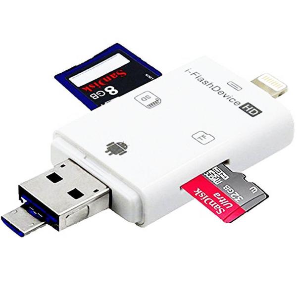 【SD/TFカードリーダー】iOS/Android/PC通用SDカードリーダー(携帯とタブレット機種にはOTG機能あれば使用可能)。SDカードとして使用可能。TFカードとして使用可能。【兼用性】i-Flashdrive支持設備:IOS6/I...