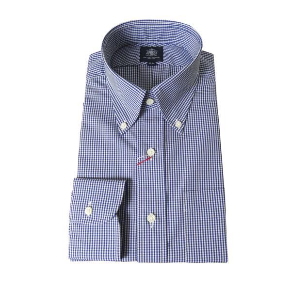 ★J.PRESSのボタンダウンシャツ。素材は綿100%。ピンオックス。★カラー=ネイビーのギンガムチェック。製造国はラオスですが、JPRESSオリジナルの生地（日本製）を使用しております。オフタイムにオンタイムに万能に合わせ易いスグレモノで...