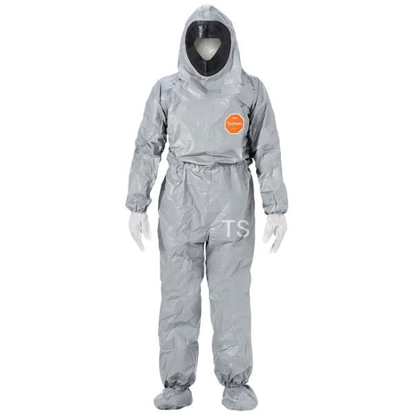 デュポン(TM) タイケム(R) 6000F (1着) TF611T 化学防護服/保護服 Tychem(R)タイケム(R)6000の生地を使用しており、多くの有機化学物質及び高濃度無機化学物質に対する防護性能を有します。フード開口部周りがゴ...