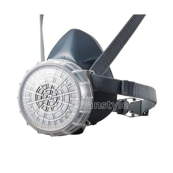 防毒マスクGM76DS（重松製作所/シゲマツ）吸収缶を前面に配するシングルタイプです。一般サイズはMです。キャップDなので、手のひらで簡単にフィットテストができます。最も小型な吸収缶CA-108シリーズを取り付けられるマスク。耐熱性・耐寒性...