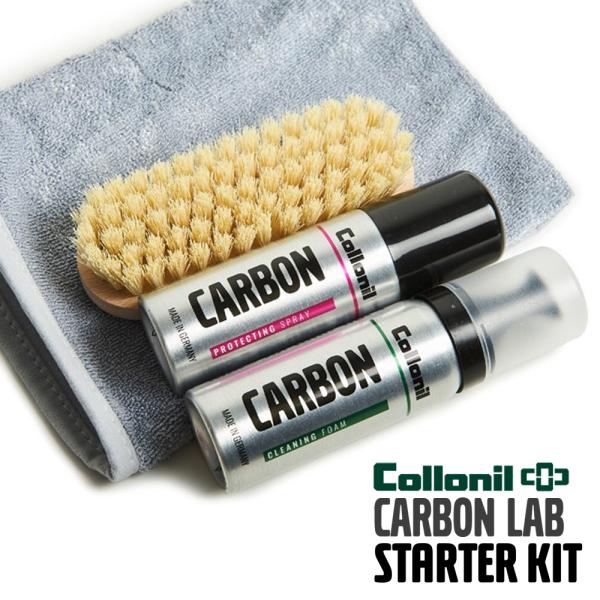 CARBON LABのトライアルや持ち運びに便利なスターターキット。ちょっとしたプレゼントにもお勧めです。SPECブランド：Collonil コロニルアイテム：クリーナーセット内容：カーボン プロテクティングスプレー50ml　カーボン クリ...