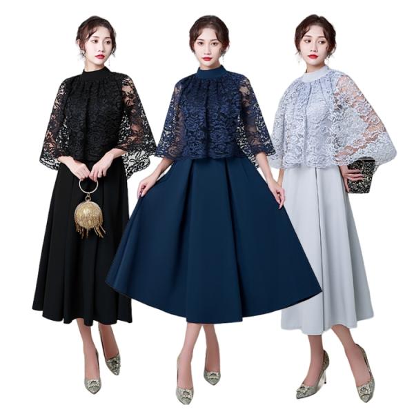 【レディース・ドレス】・サイズ：XS S M L XL 2XL 3XL・素材：ポリエステル・カラー：ブラック グレー ネイビー シャンパン・シーズン：春・夏・秋・タイプ：ゆったりモデル：身長：168CM/体重46KG身幅：81CM/ウエスト...