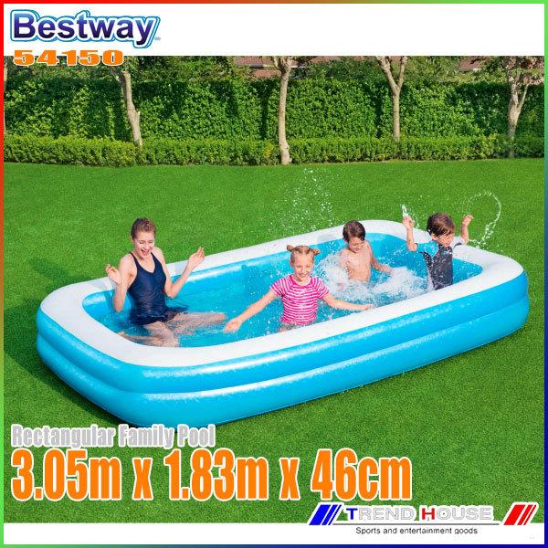 【メーカー】　　BESTWAY【モデル名】　　Rectangular Family Pool【メーカー型番】　　54150【サイズ】　　幅 3.05m x 奥行 1.83m x 高さ 46cm【水溶量】　　約850L/90%（一般的なお風呂...