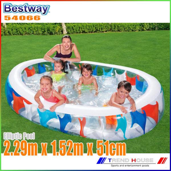 【メーカー】　　BESTWAY【モデル名】　　Elliptic Pool【メーカー型番】　　54066【サイズ】　　幅 2.29m x 奥行 1.52m x 高さ 51cm【水溶量】　　約542L/90%（一般的なお風呂約1.5杯分）*空気...