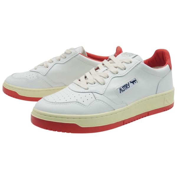 AUTRY × MAISON KITSUNE ローカット スニーカー AULM MEDALIST メンズ ホワイト×レッド