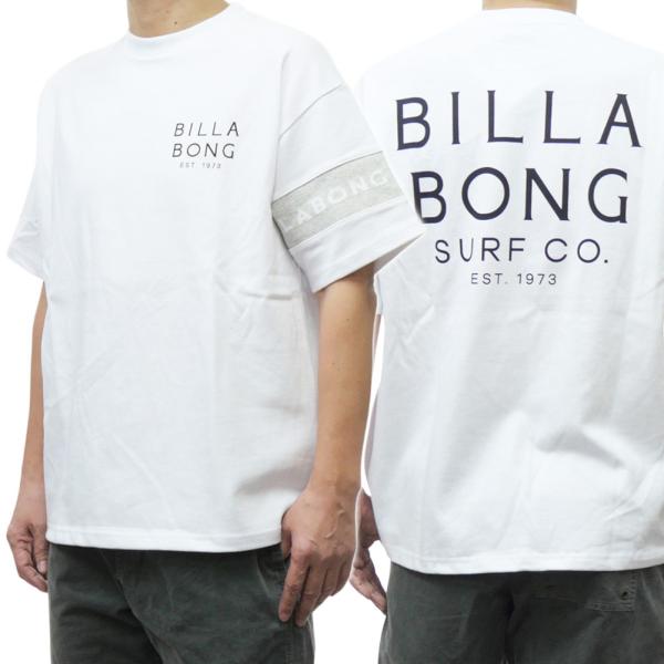 BILLABONG ビラボン クルーネック Tシャツ BF011212 ON TIME LINE サーフ 海 ブランド ロゴ カジュアル スポーティ ストリート コットン バックプリント 普段使い 大きいサイズ メンズ ホワイト 国内正規品
