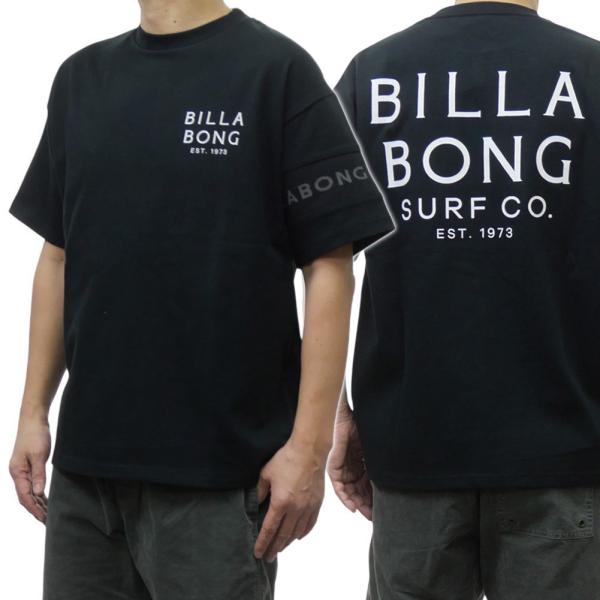 BILLABONG ビラボン クルーネック Tシャツ BF011212 ON TIME LINE サーフ 海 ブランド ロゴ カジュアル スポーティ ストリート コットン バックプリント 普段使い 大きいサイズ メンズ ブラック 国内正規品