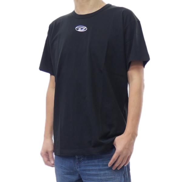 DIESEL ディーゼル クルーネック Tシャツ A20297 0JMBB / T-NORM-IOD メンズ ブラック 2026春夏新作