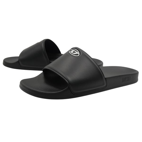 DIESEL ディーゼル シャワーサンダル Y03915 P7621 / SA-BLOOP メンズ ブラック×シルバー 2026春夏新作