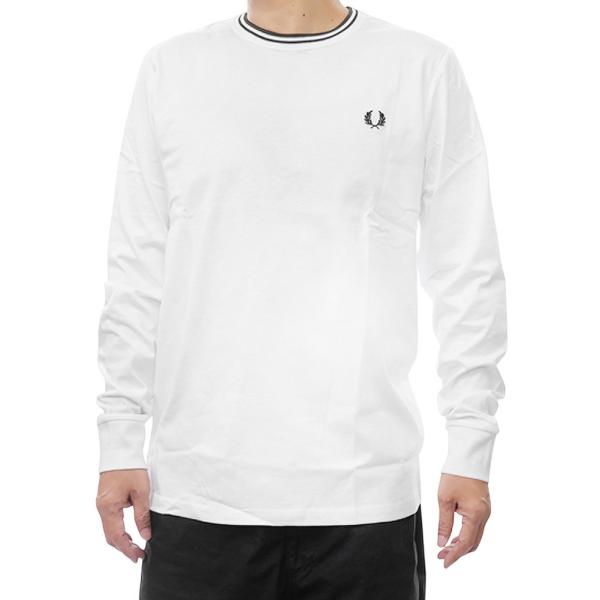 FRED PERRY フレッドペリー クルーネック ロングTシャツ M9602 LS TWIN TIPPED T-SHIRT メンズ ホワイト