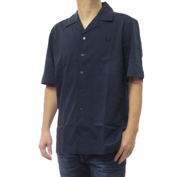 【半袖 カジュアルシャツ 鹿の子 navy 紺】