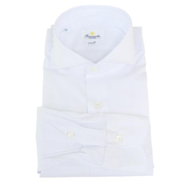 GIANNETTO ジャンネット カッタウェイシャツ AC999 VINCI FIT WASH 長袖 メンズ ホワイト 定番 人気商品