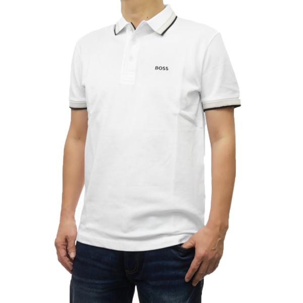 HUGO BOSS ヒューゴボス 鹿の子 ポロシャツ 50469055 10241663 paddy 無地 ワンポイント ブランド ロゴ 刺繍 カジュアル きれいめ 上品 テニス ゴルフ コットン 大きいサイズ 半袖 メンズ ホワイト