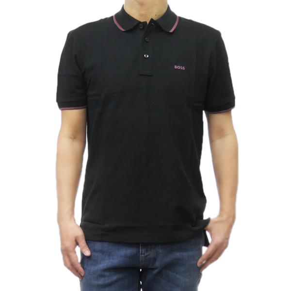 HUGO BOSS ヒューゴボス 鹿の子 ポロシャツ 50494697 10241531 Paddy 半袖 ブランド ロゴ コットン カジュアル 大きいサイズ メンズ ブラック