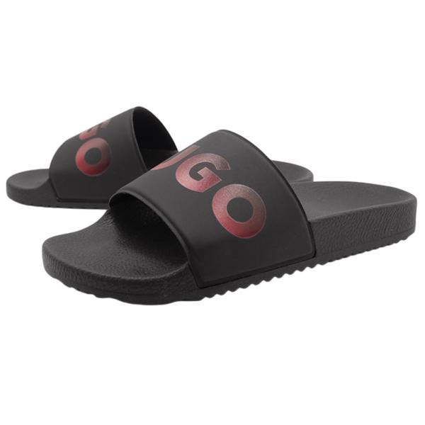 HUGO・HUGO BOSS ヒューゴボス シャワーサンダル 50557693 10277815 / Timein_Slid_fdlg メンズ ブラック×ブラック 2026春夏新作