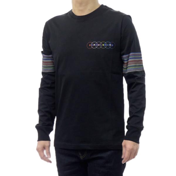 PS PAUL SMITH ポールスミス クルーネック ロングTシャツ M2R 828R VP5582 メンズ ブラック 2026春夏新作