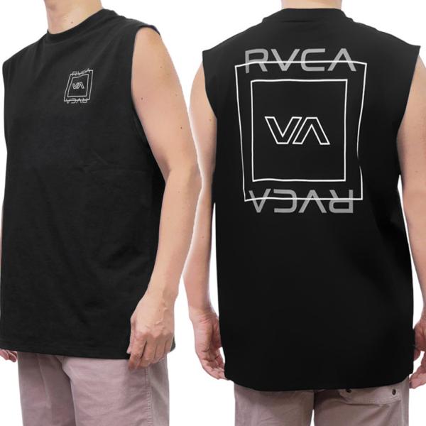 RVCA ルーカ メンズノースリーブ Tシャツ BF041879 ILL RVCA SQUARE SFTT タンクトップ ブランド ロゴ バックプリント カジュアル スポーティ トレーニング ジム 海 メンズ ブラック