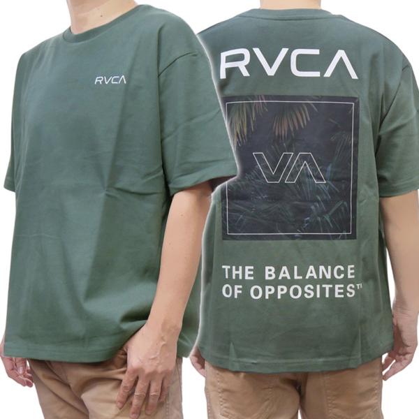 RVCA ルーカ クルーネック Tシャツ BF041250 PAIM BOX SS 半袖 バックプリント ブランド ロゴ カジュアル スポーティ トレーニング 海 コットン メンズ モスグリーン 国内正規品