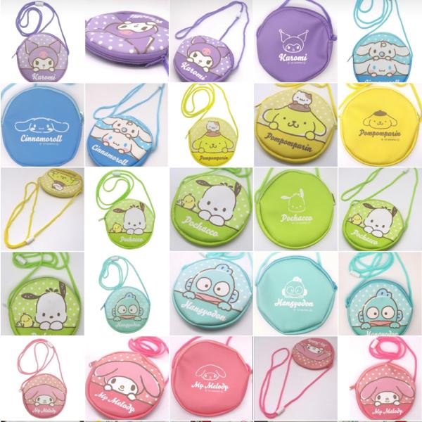 ネックポーチ サンリオキャラクターズ グッズ  小銭入れ 小物入れ ポシェット コインケース かわいい 人気 sanrio キッズ プレゼントにピッタリ！首からさげられるストラップには安全パーツつきで安心！サイズ：約φ120×D15mmスト...