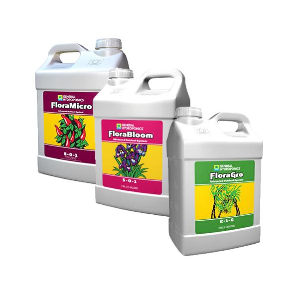 GH FLORA(GRO/BLOOM/MICRO)各9.46Lのお得な３本セット!!GH-フローラは３本の肥料 "GRO"、"BLOOM"、"MICRO"を組み合わせて使う水耕栽培用の肥料です。成長段階に応じて与えるバランスを変え最適な栄養...