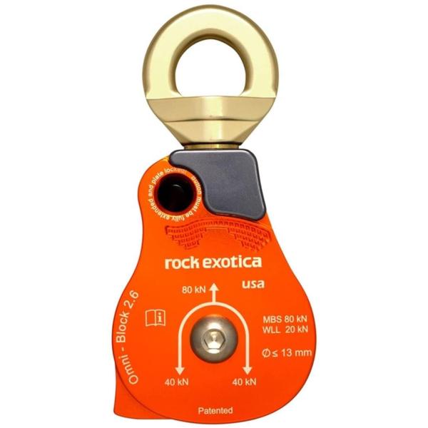 Rock Exotica Omni-Block 2.6" Swivel Pulley Standard オムニブロックオムニブロックはスイベルとプーリーを一体化したツールで、プーリーがアンカーに取り付けられたまま開くユニークなサイドプレート...