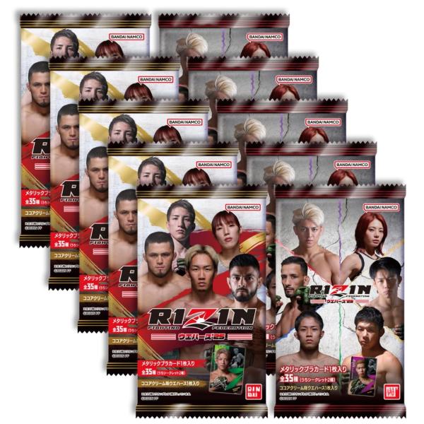 ■情報1RIZINウエハース‘25格闘技イベント『RIZIN』のファイターカード付ウエハースの第3弾が登場！RIZINファイター33名を収録した全35種。SR2種、R8種、SEC2種は光り輝く豪華ホロカード仕様。　●メタリックプラカード1枚...