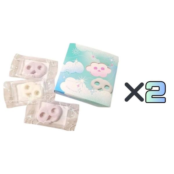 ■情報雲のかたちのマシュマロ「mofuwa／モフワ」の6個セット。もふふわの不思議な食感をお楽しみください。原宿のトキメキをぎゅっと詰め込んだ、原宿店限定パッケージ入り。グレープソーダ味/ヨーグルトソーダ味 がそれぞれ３個入りです。