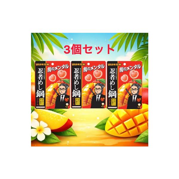 ■商品説明 鋼のようなハードな噛み心地が特長の「忍者めし鋼」シリーズに、新フレーバー「鋼のメンタルマンゴー味」が登場！「鋼のメンタル」の名の通り、強心臓をイメージしたハート型グミ。数量限定のため、なくなり次第終了となる。■容量【内容量】45...