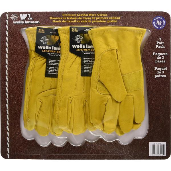 ●Wells Lamont 作業用革手袋3双セット 牛革使用●パッケージ重量: 0.64 kg●素材: レザー●対象年齢: 大人