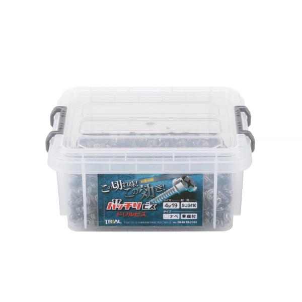 バッチリビス ドリルビスSUS410座付 4×19mmケース B-DSW419K商品情報・スペック商品寸法　M4×19mm 座付 細目  材質　SUS410 板厚　鋼材1〜4mm / ステンレス1mm入数　980本製造　日本【 特 徴 】国...