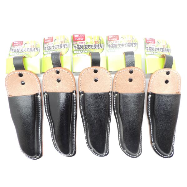 ・プロポケ カン付スリムベルト通し ５個・日本製・180ミリ〜200ミリの標準型剪定鋏に合います。・適合ベルト幅　40ミリまで・素材　牛皮　・色　黒＜サイズ＞本体全長約２４０ミリ　カン付全長約２９０ミリ　最大幅７５ミリ　高さ３０ミリ　本体厚...