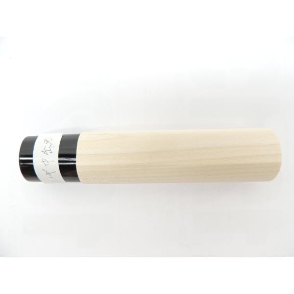 中出刃用　包丁の柄　シノギ付・材質柄 イエローポプラ材 口輪 ６ナイロン樹脂・製品サイズ長さ１２９ミリ×高さ２３.５ミリ×幅２９ミリ穴の内径１０.５ミリｘ９ミリ1Fキに2重量　３５ｇ・返品、交換はできませんので製品サイズ、写真をよくご確認く...