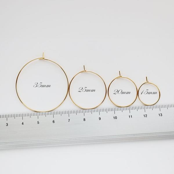 金アレ対応 316Lサージカルステンレス フープピアス B※ご希望のカラーをオプションよりご選択のうえ、　お買い求めください。□種類：0.7×15mm ゴールド　6ペア/12個　330円0.7×20mm ゴールド　5ペア/10個　330円0...