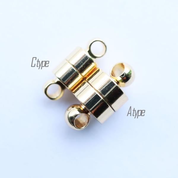 金アレ対応 色褪せにくい　マグネット留め具 小さ目 C type　※ご希望のカラーをオプションよりご選択のうえ、　お買い求めください。□カラー：ゴールドプラチナ□内容量： 1ペア □素材：ゴールド＊＊真鍮 14K金コーティングプラチナ＊＊真...