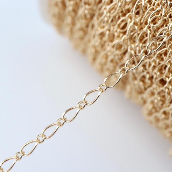 金アレ対応 色褪せにくい　フィガロチェーン□切り売り：25cm例：50cmご購入の際は「数量を2」に設定のうえご購入ください。※カットせず繋がったまま（1本）納品いたします。□素材：真鍮の14Kコーティング加工□サイズ：幅約3.5mm×5....