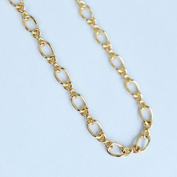金アレ対応 色褪せにくい フィガロチェーン2.3×3.8mm □切り売り：約25cm例：50cmご購入の際は「数量を2」に設定のうえご購入ください。※カットせず繋がったまま（1本）納品いたします。□素材：真鍮の14Kコーティング加工□サイズ...