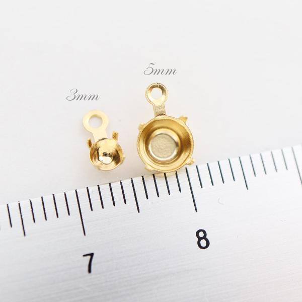 金アレ対応 色褪せにくい24KGP  カン付 石座 空枠※ご希望の商品をオプションよりご選択のうえ、　お買い求めください。□商品展開：3mm 20個5mm 12個□素材：真鍮 24金メッキ《注意事項》 　　◎金属アレルギーには個人差がござい...